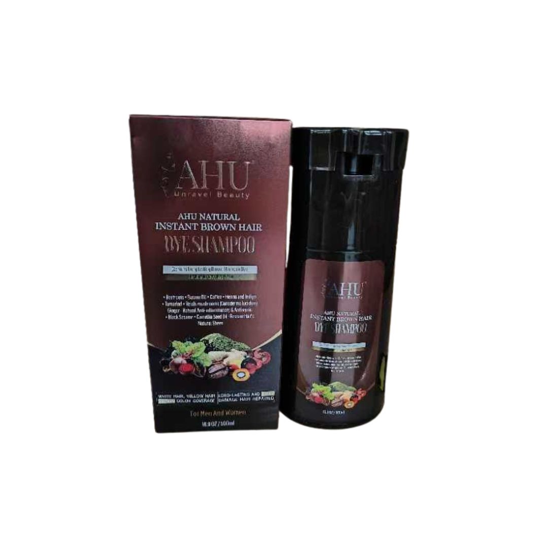 Ahu Natural Instant Brown Hair Dye Shampoo 500ml – CC Hair & Beauty